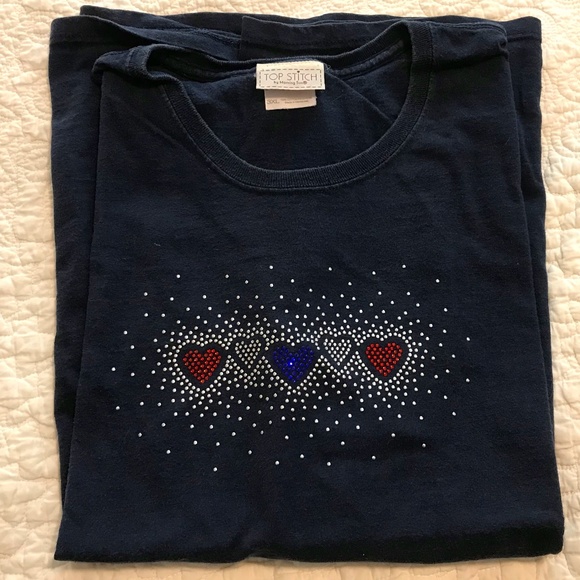 Top Stitch | Tops | Top Stitch Navy Blue Tshirt With Red White Blue ...
